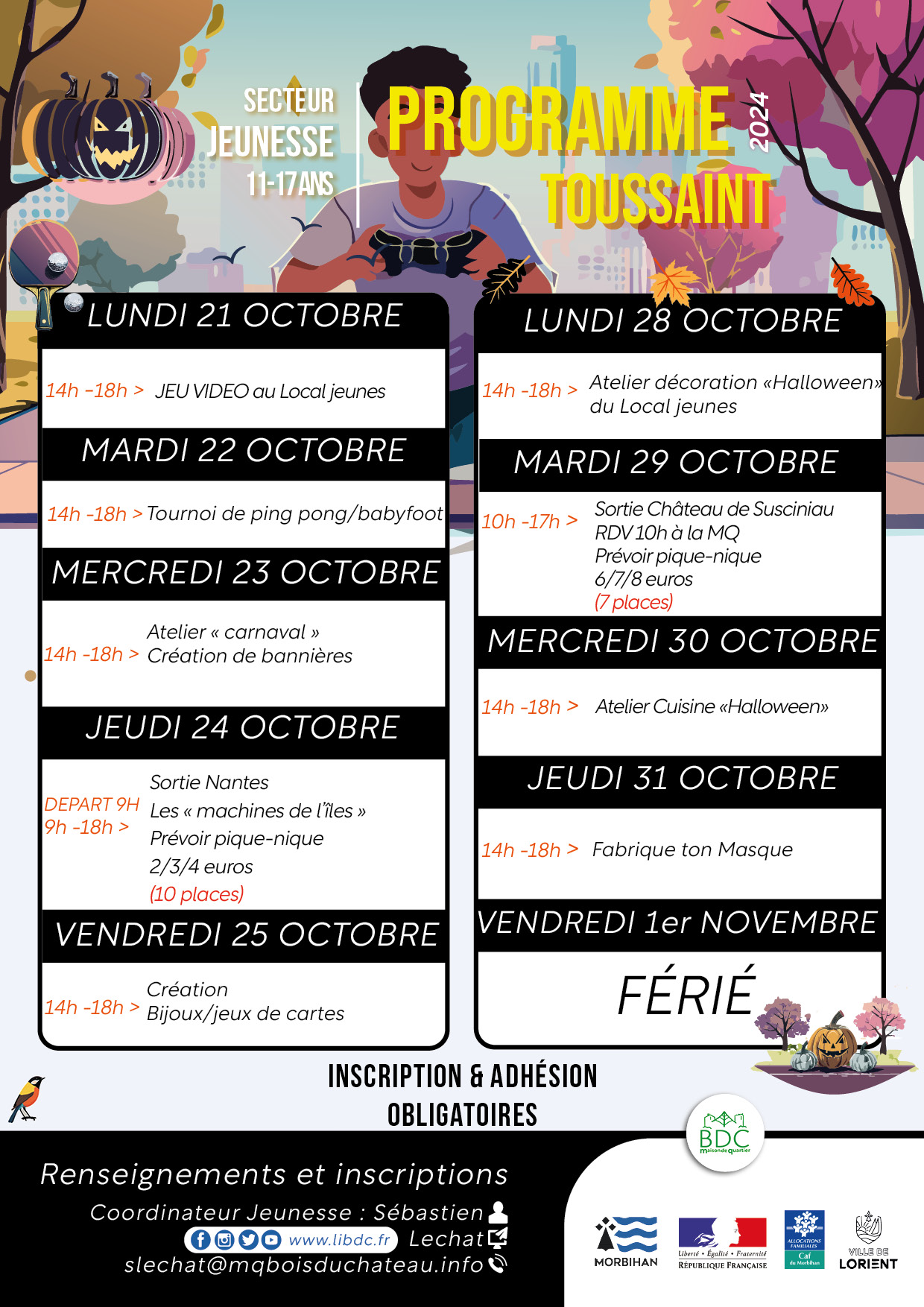 Programme JEUNESSE Vacances Toussaint • L'Information de Bois Du Château